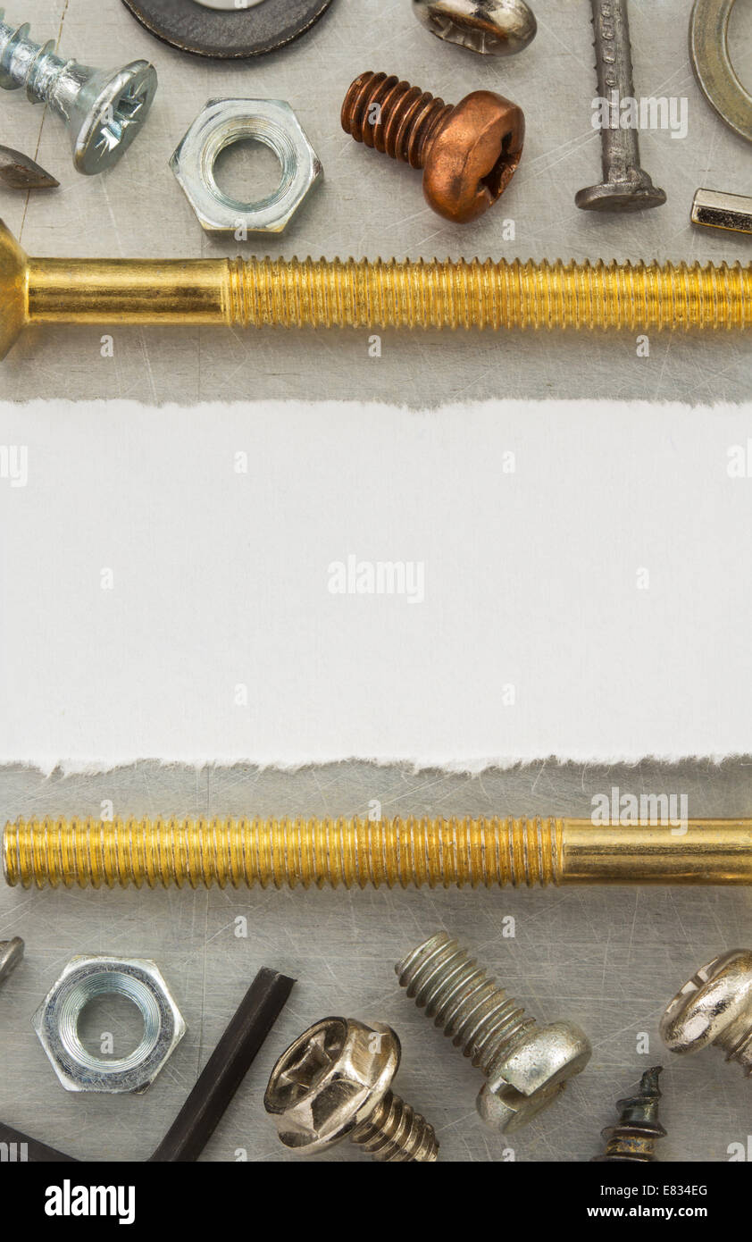 hardware tools at metal background texture Stock Photo - Alamy