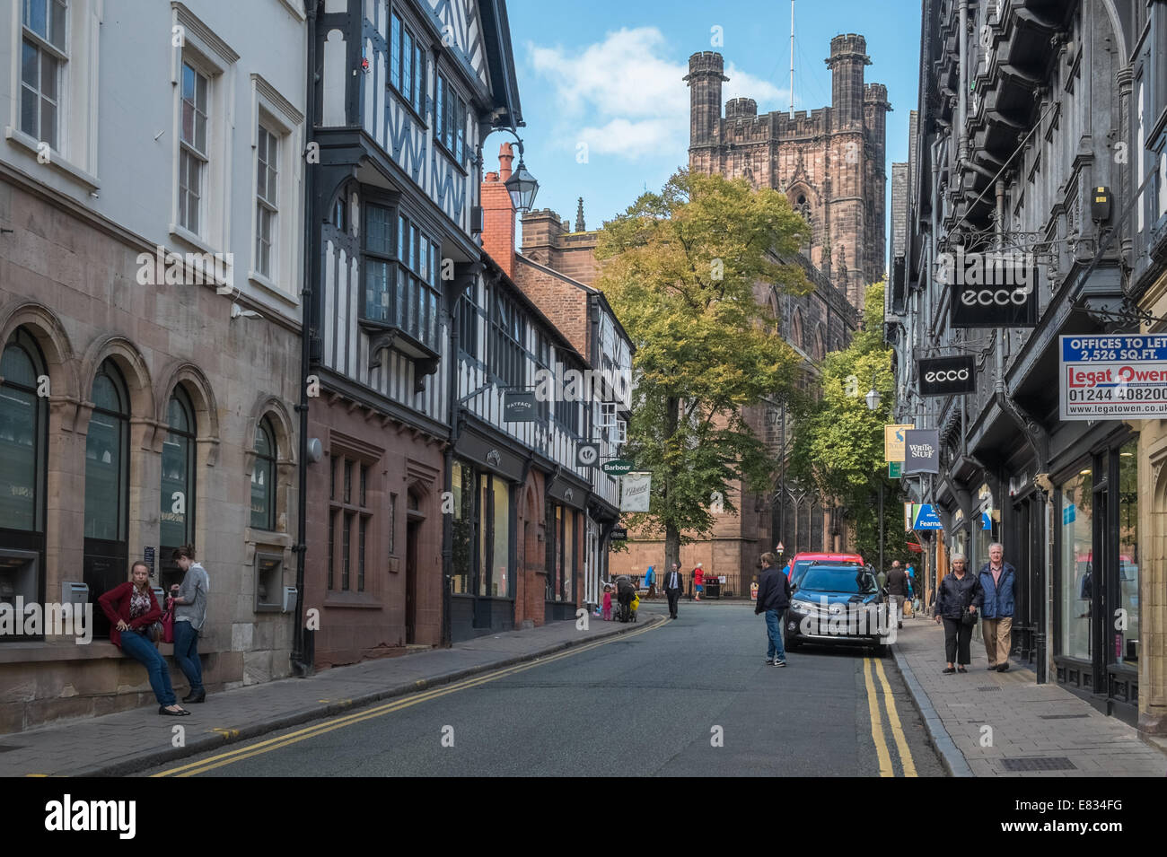 Central area of Chester, Cheshire, England, with view towards The ...