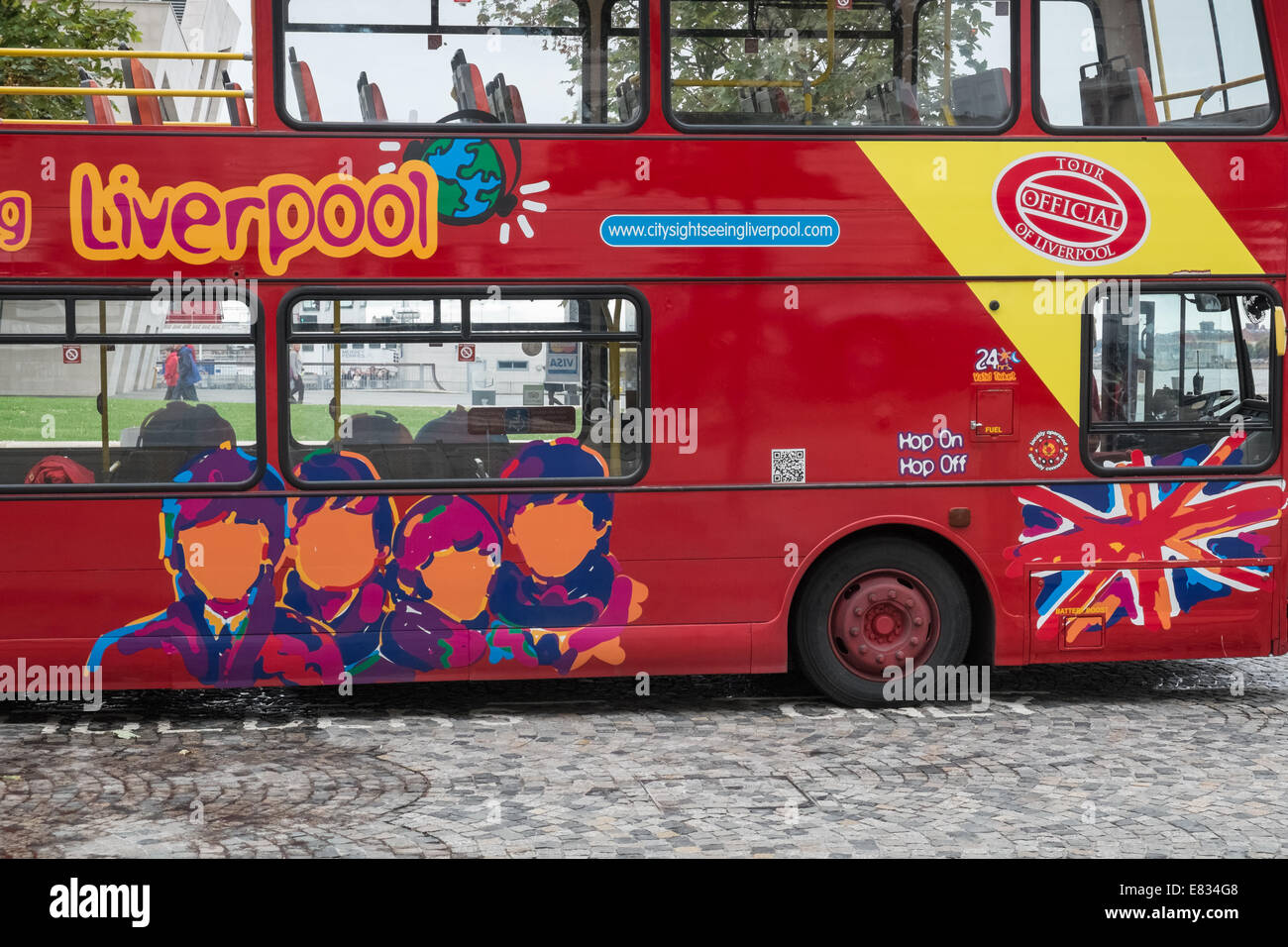 Sightseeing Liverpool City tour bus, Pier Head, Liverpool, Merseyside ...