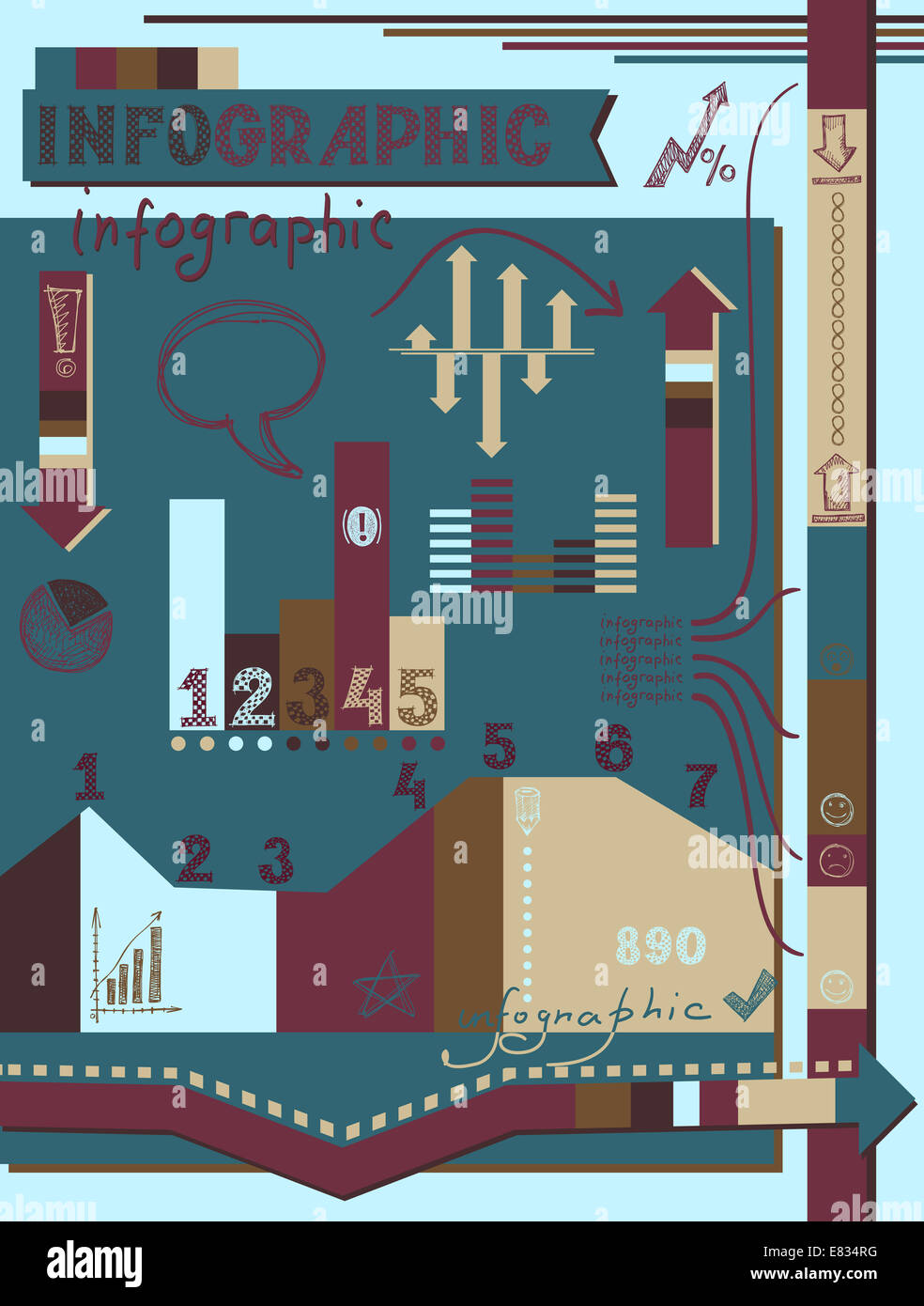 Retro infographic concept page hi-res stock photography and images - Alamy