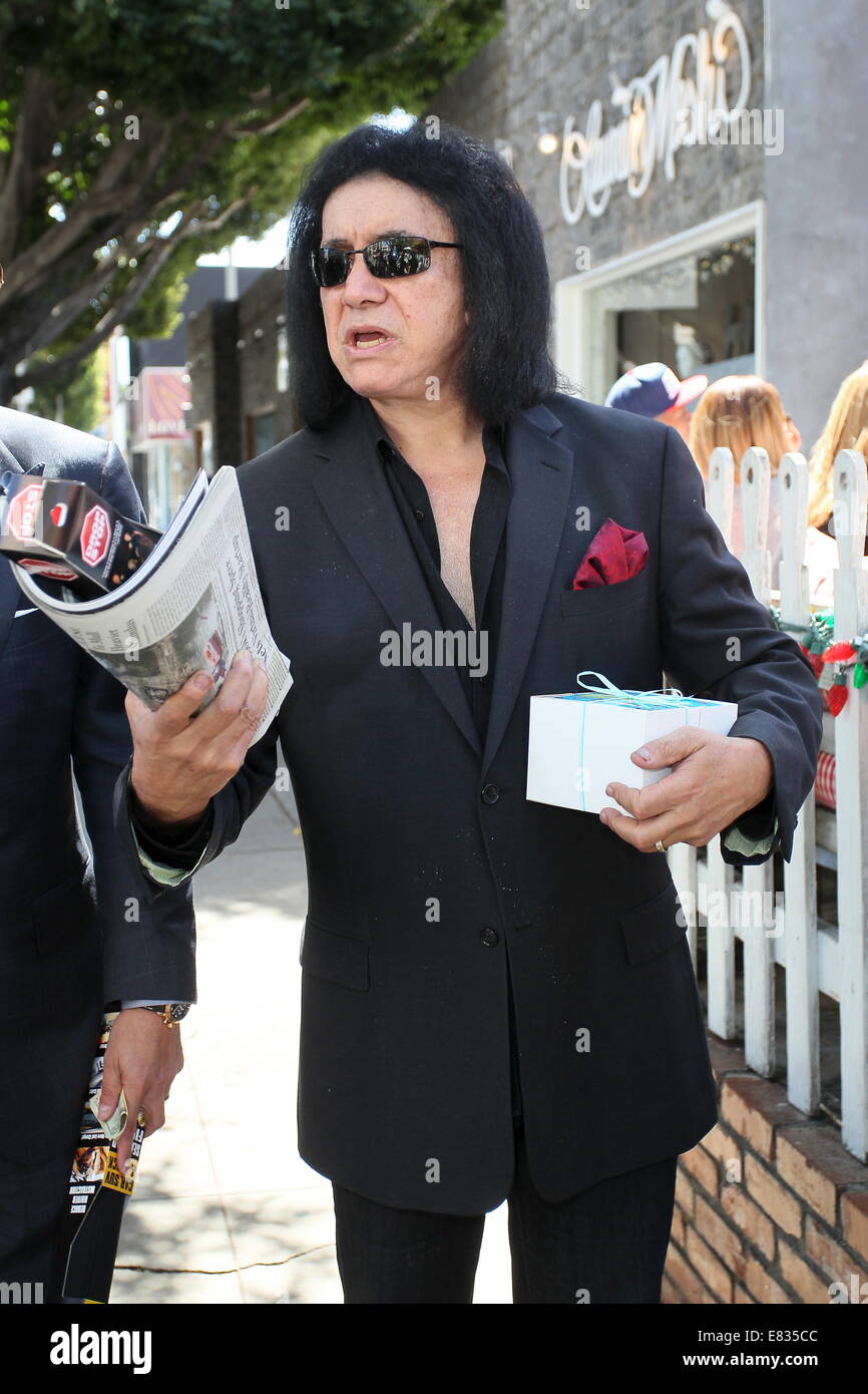 Gene Simmons seen leaving the Ivy restaurant. Featuring: Gene Simmons ...