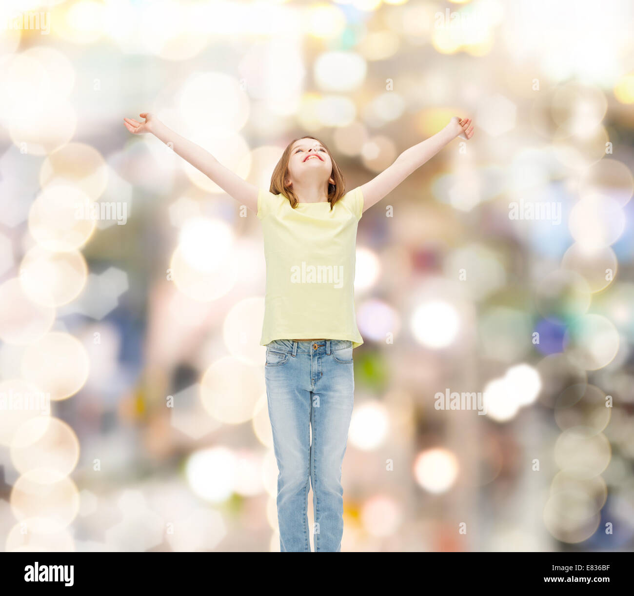Girl raised hands hi-res stock photography and images - Alamy