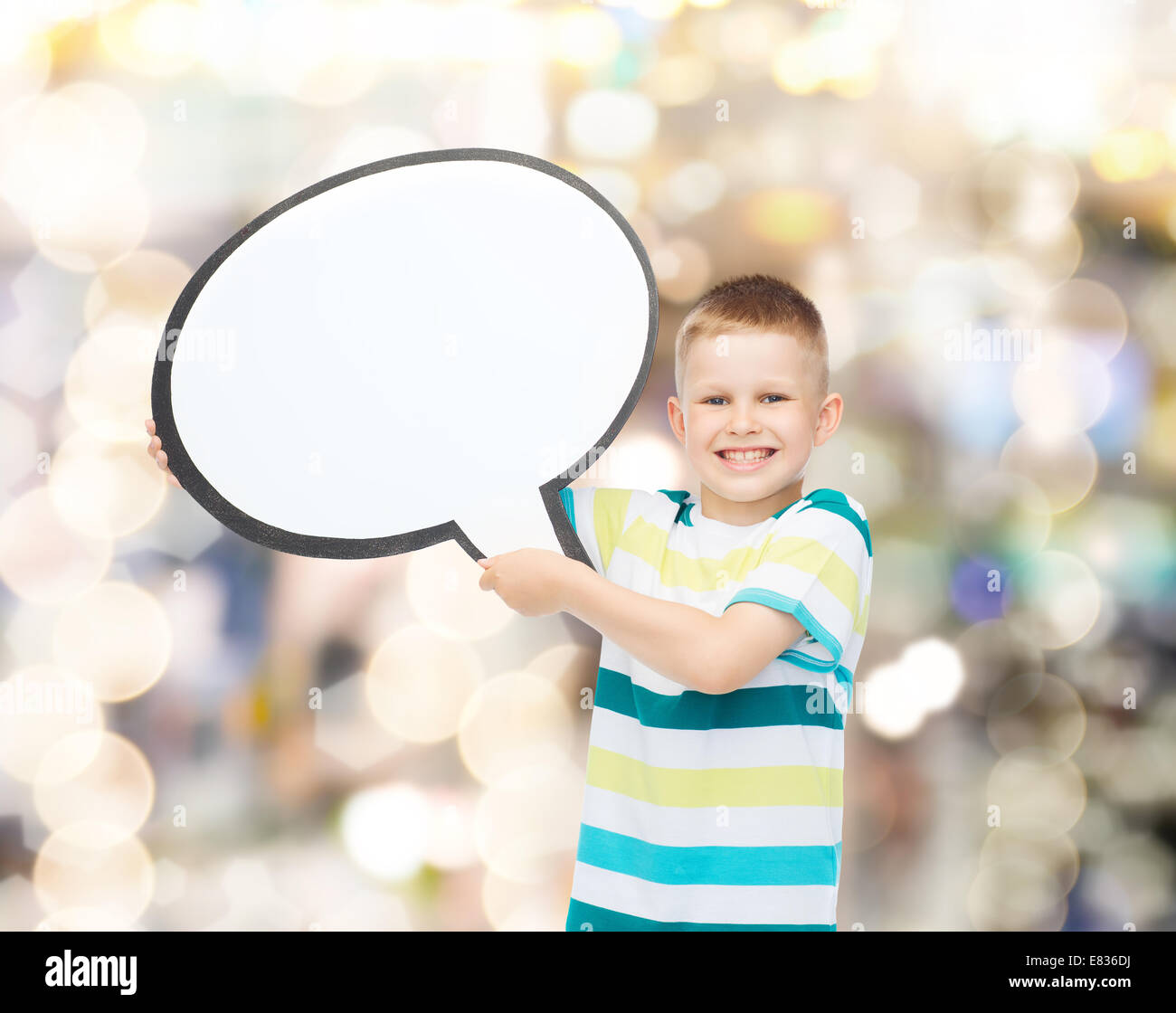 smiling little boy with blank text bubble Stock Photo - Alamy