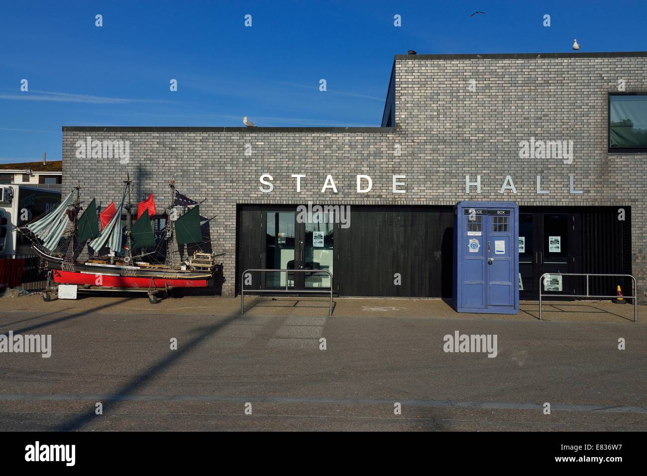 Stade Hall. Model of a Tardis and charity ship model. Old Town Hastings ...