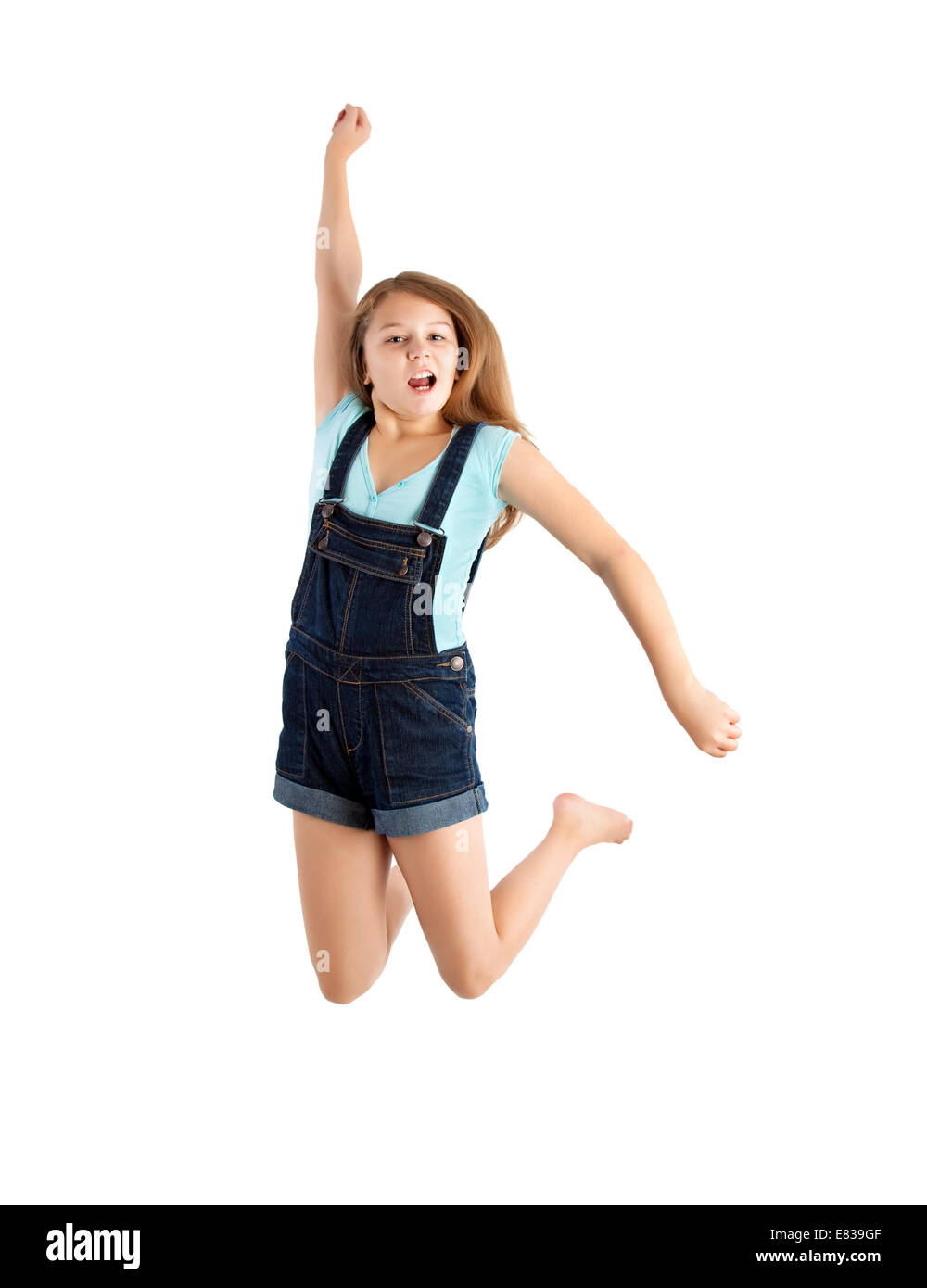 little girl jumping isolated in white Stock Photo - Alamy