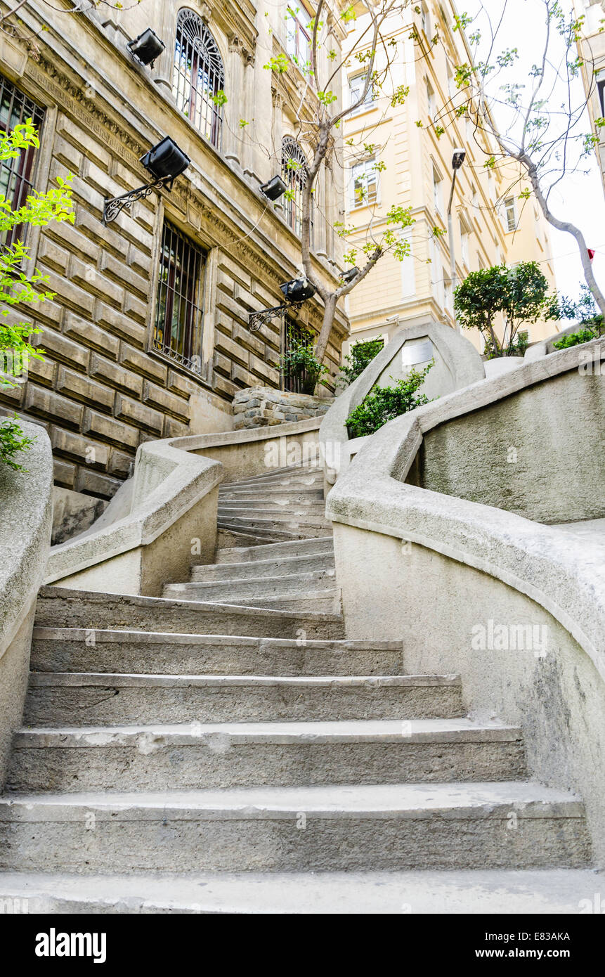 ISTANBUL, TURKEY. The Camondo Stairs at Karakoy in Beyoglu district ...