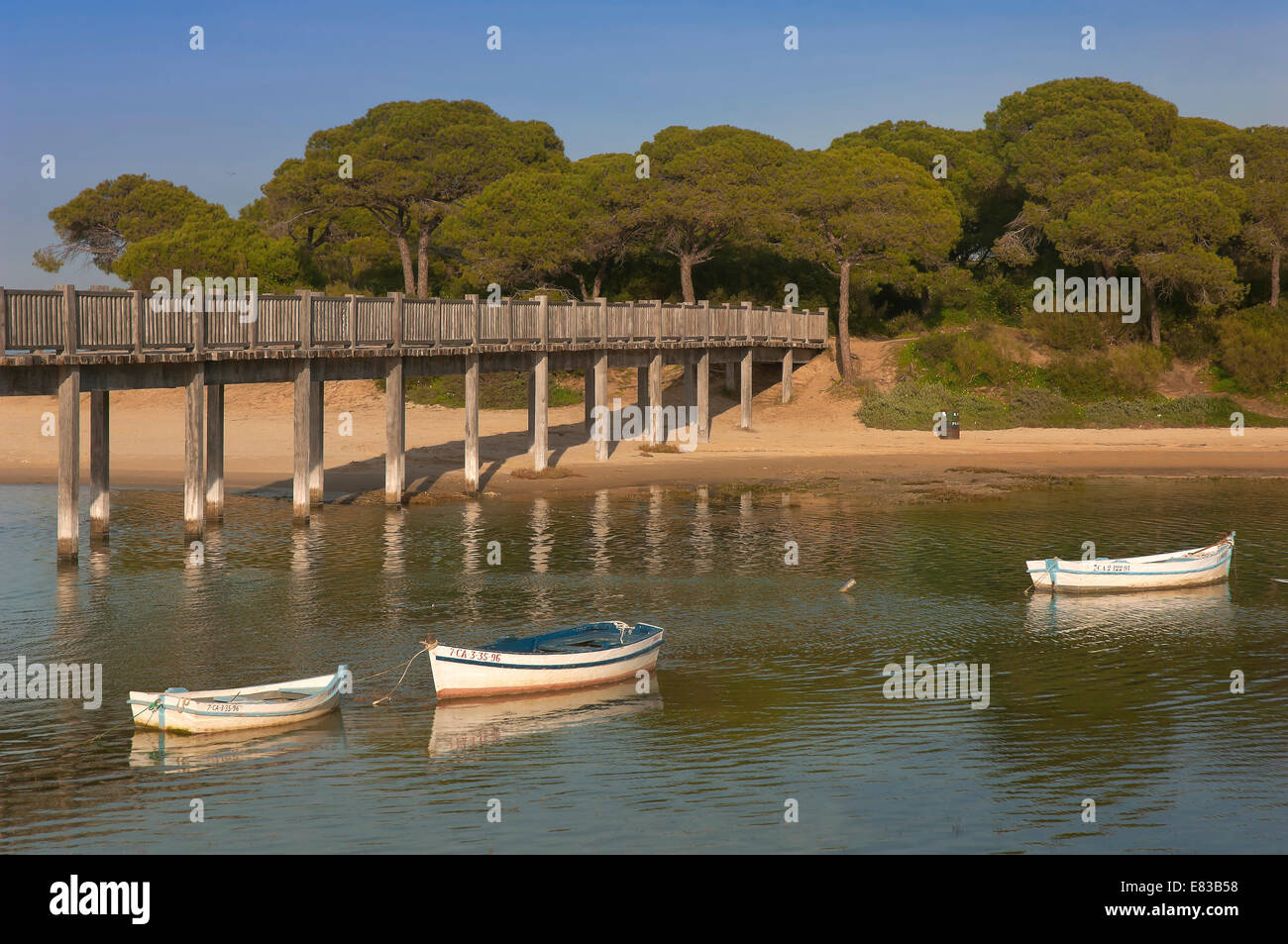 The river and the beach of San Pedro, Puerto Real, Cadiz province ...