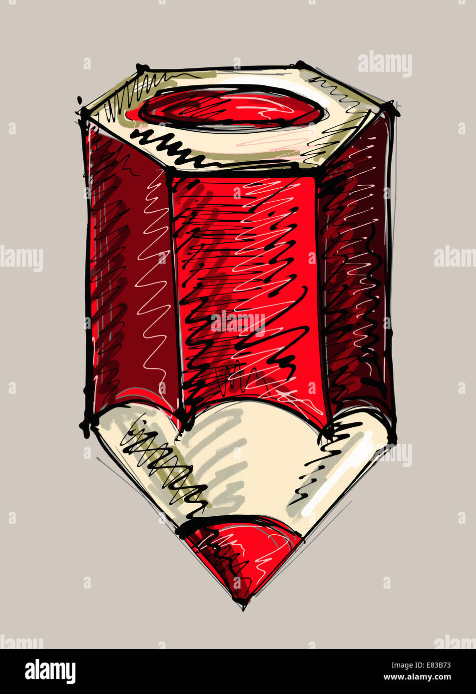 hand drawing of red pencil Stock Photo - Alamy