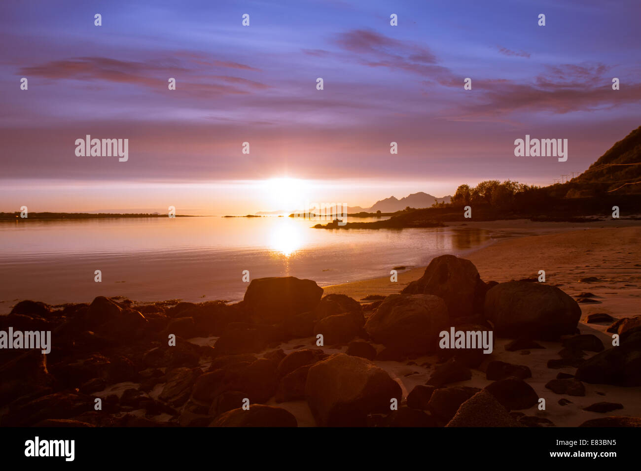 colorful ocean sunset at lofoten islands, Norway Stock Photo - Alamy