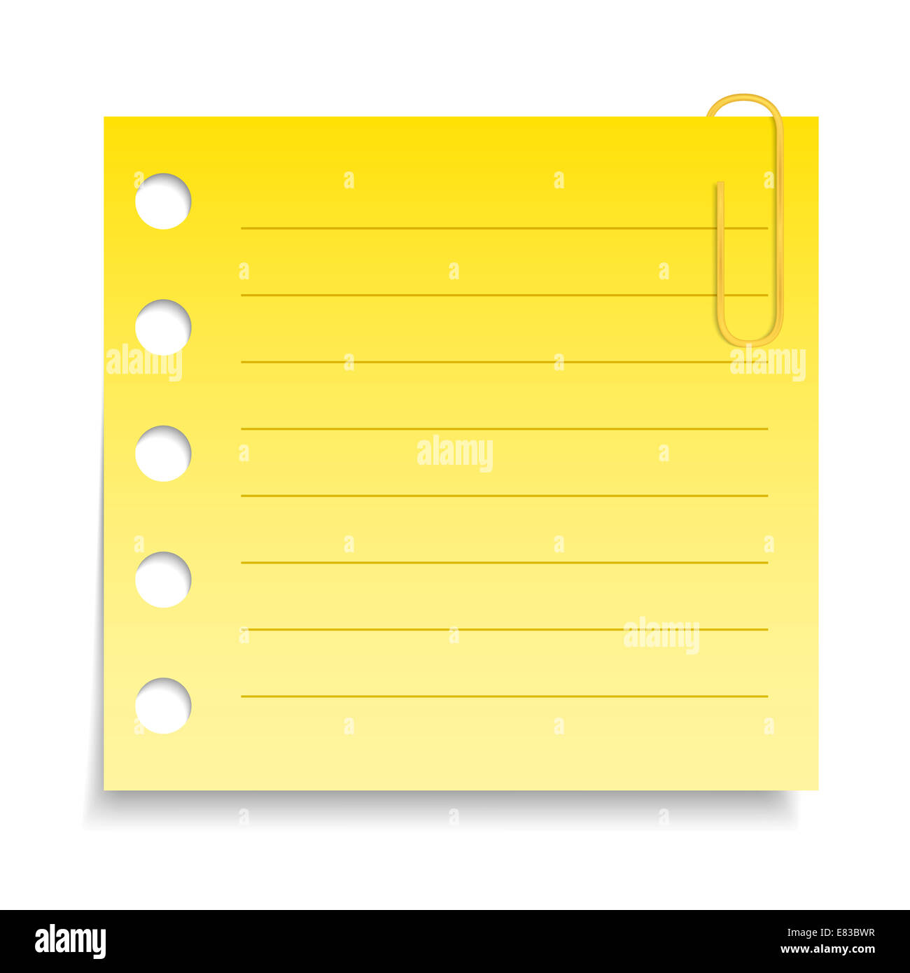 Blank yellow paper note with clip on white background Stock Photo - Alamy