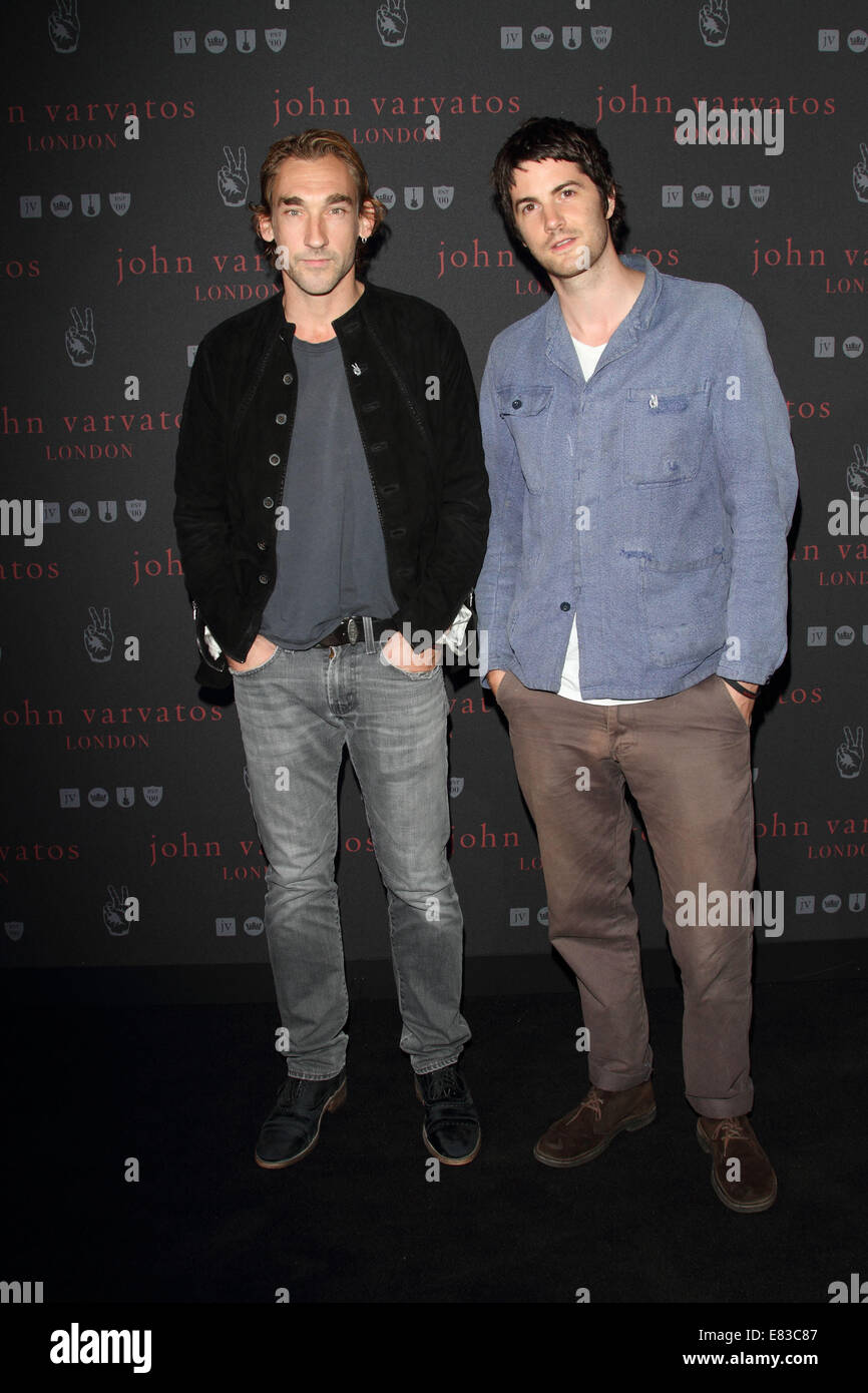 London, UK. Joseph Mawle and Tom Sturgess at John Varvatos London store ...