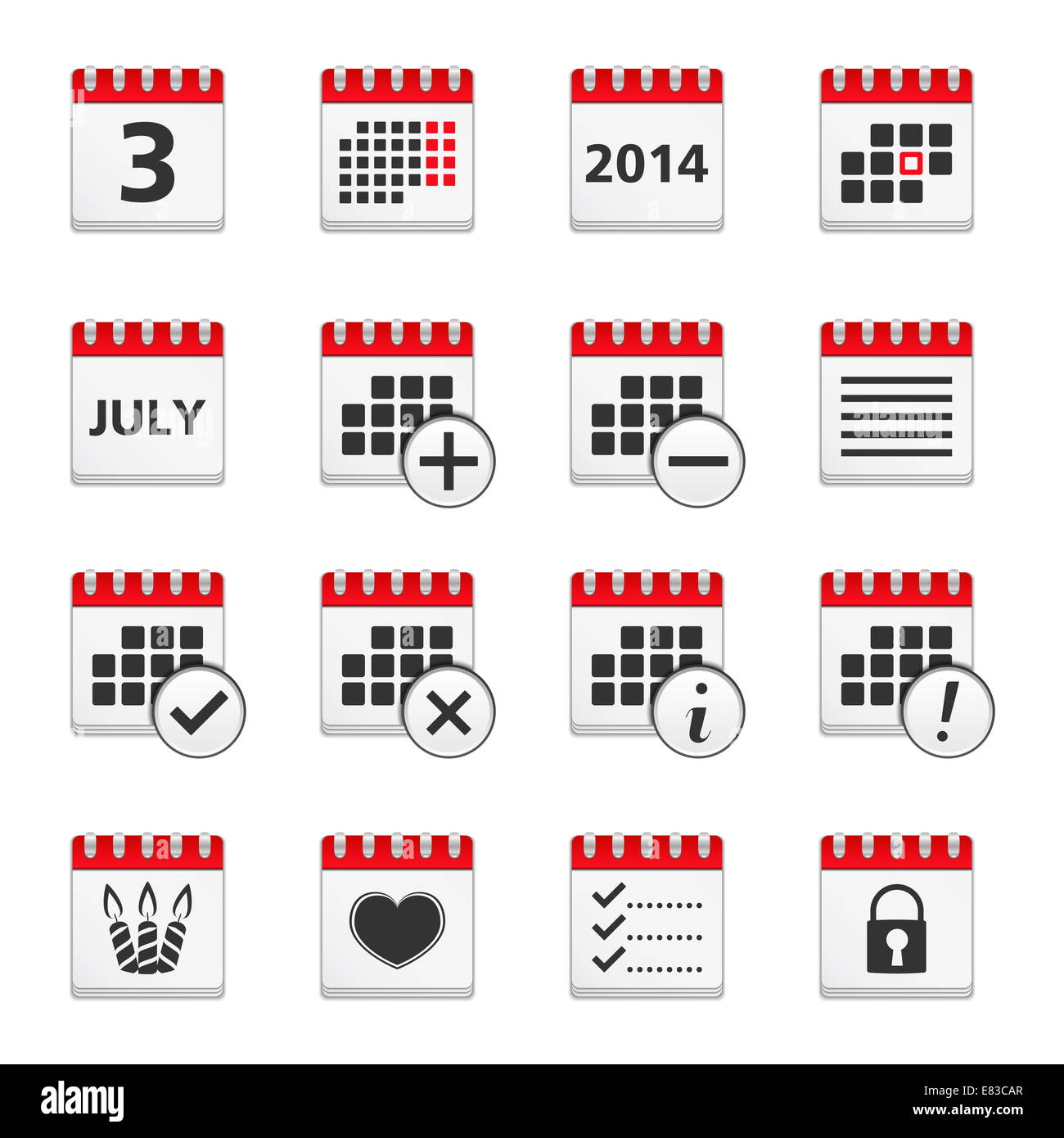 Set of calendar icons Stock Photo - Alamy