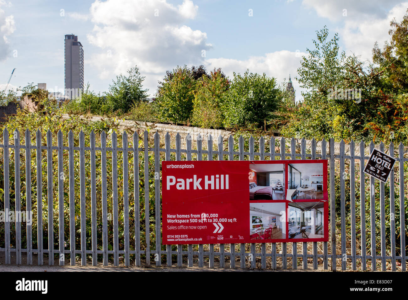 Urban Splash sign for Park Hill flats, Grade II* listed brutalist ...