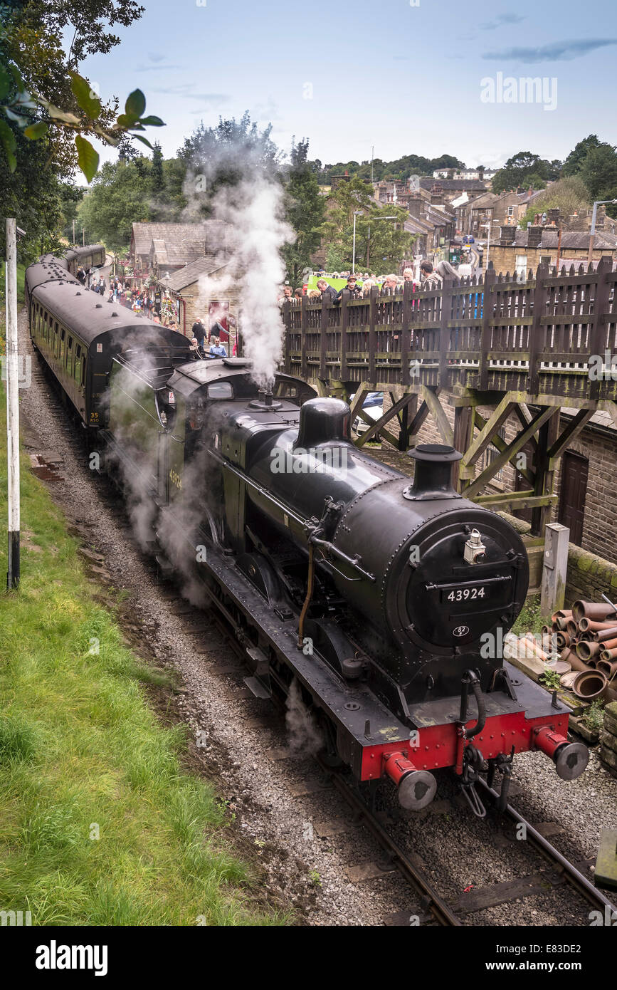 LMS Class 4F 0-6-0 'Big Goods' engine hauling a passenger train at ...