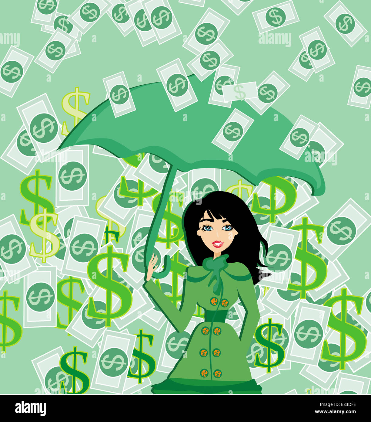 Woman umbrella money rain dollar hi-res stock photography and images ...