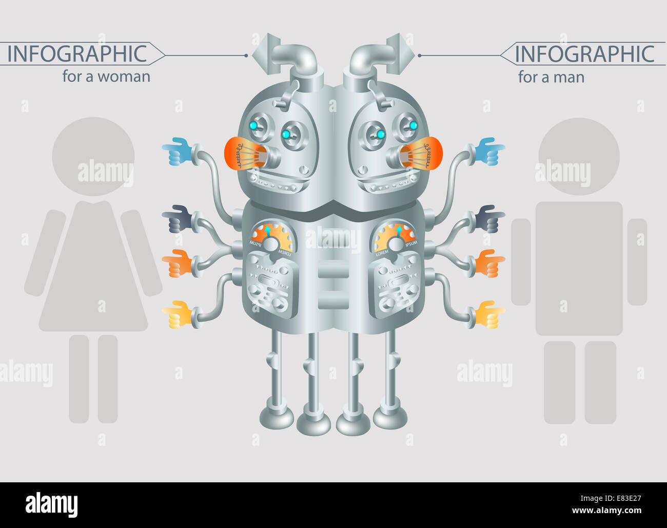 robot infographic design gender statistic, eps10 Stock Photo - Alamy
