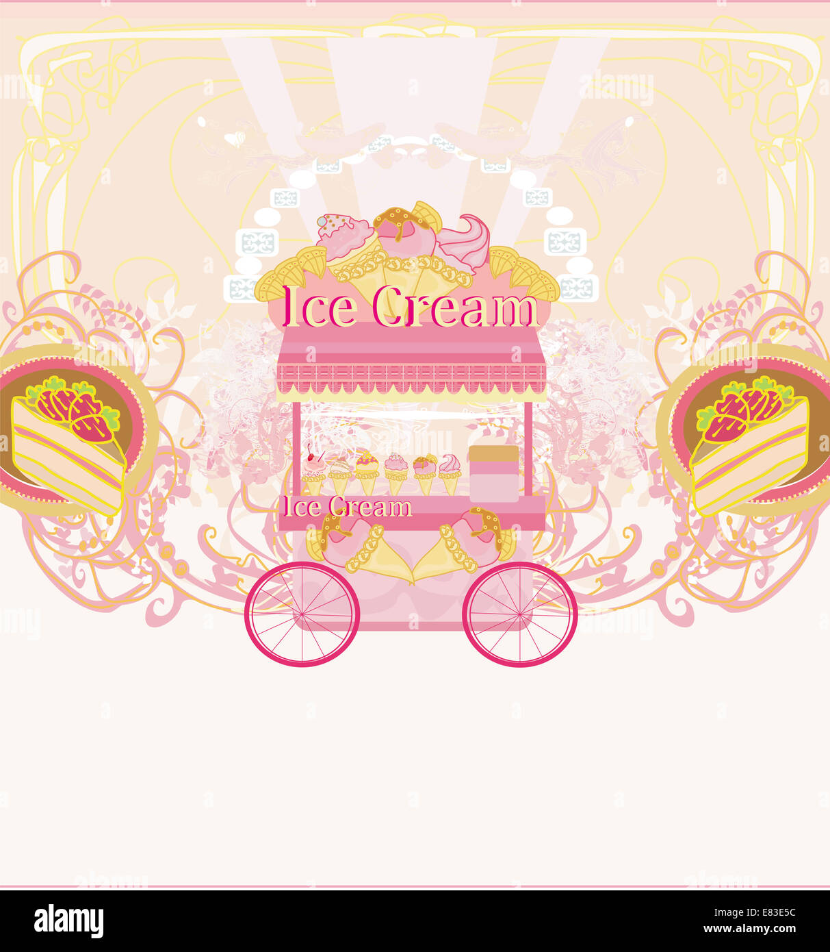 candy store - abstract retro card Stock Photo - Alamy