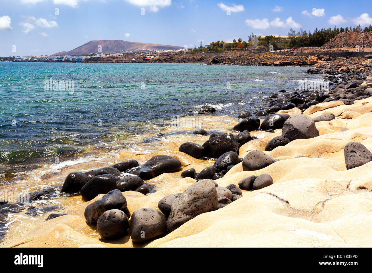 Coastal view of Playa Blanca, located at the south part of Lanzarote ...