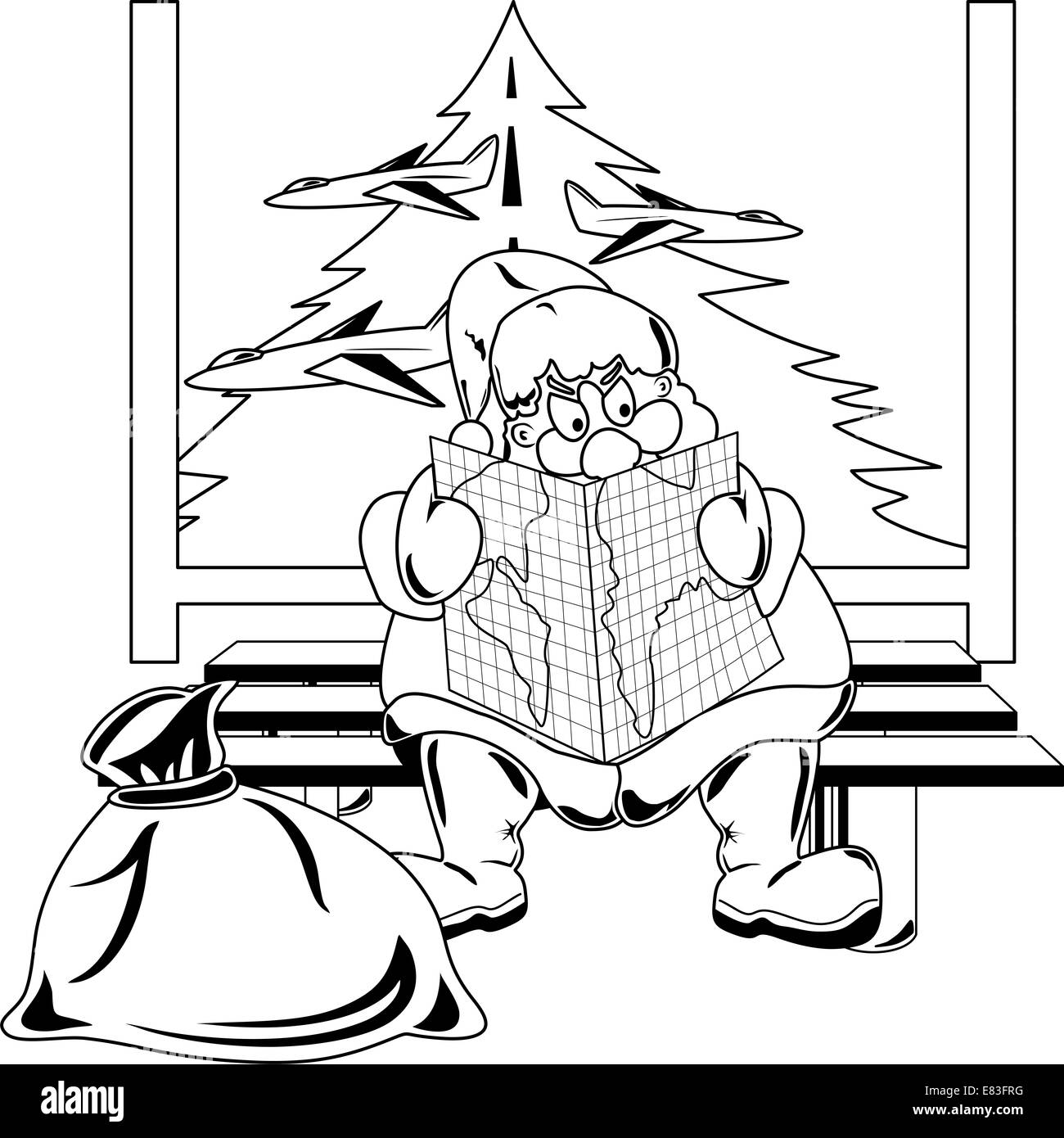 Sign santa claus bag Black and White Stock Photos & Images - Alamy