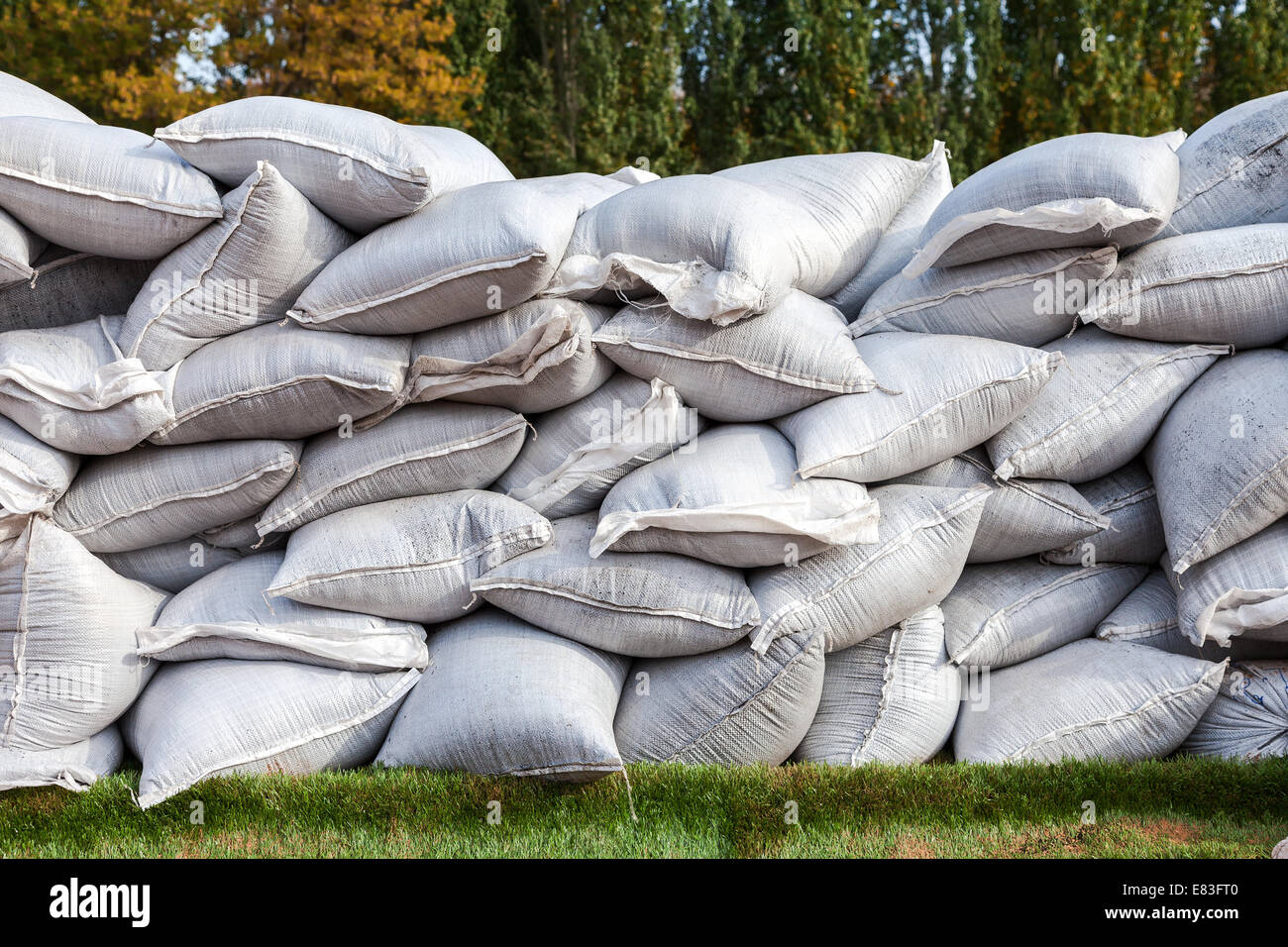 Sandbags for flood defense or military use Stock Photo - Alamy