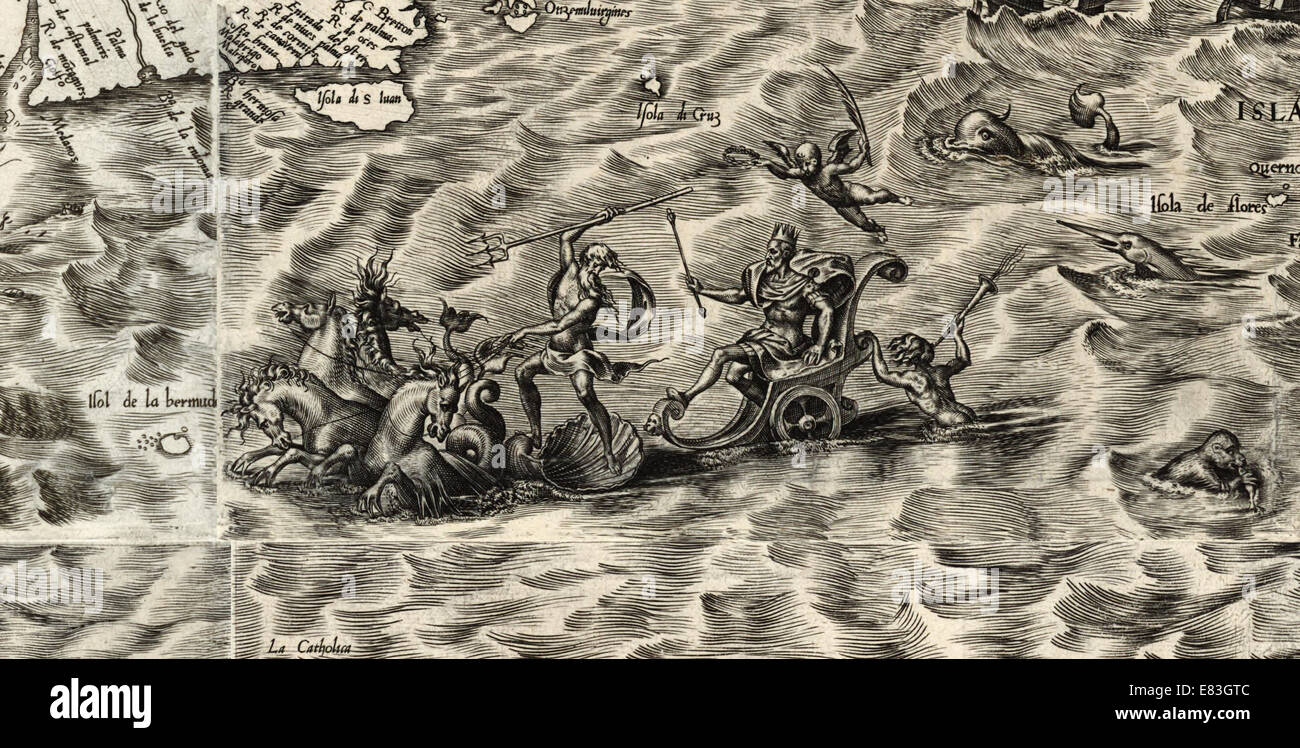 Diego Gutiérrez's 1562 Map "The Fourth Part of the World" illustrated ...