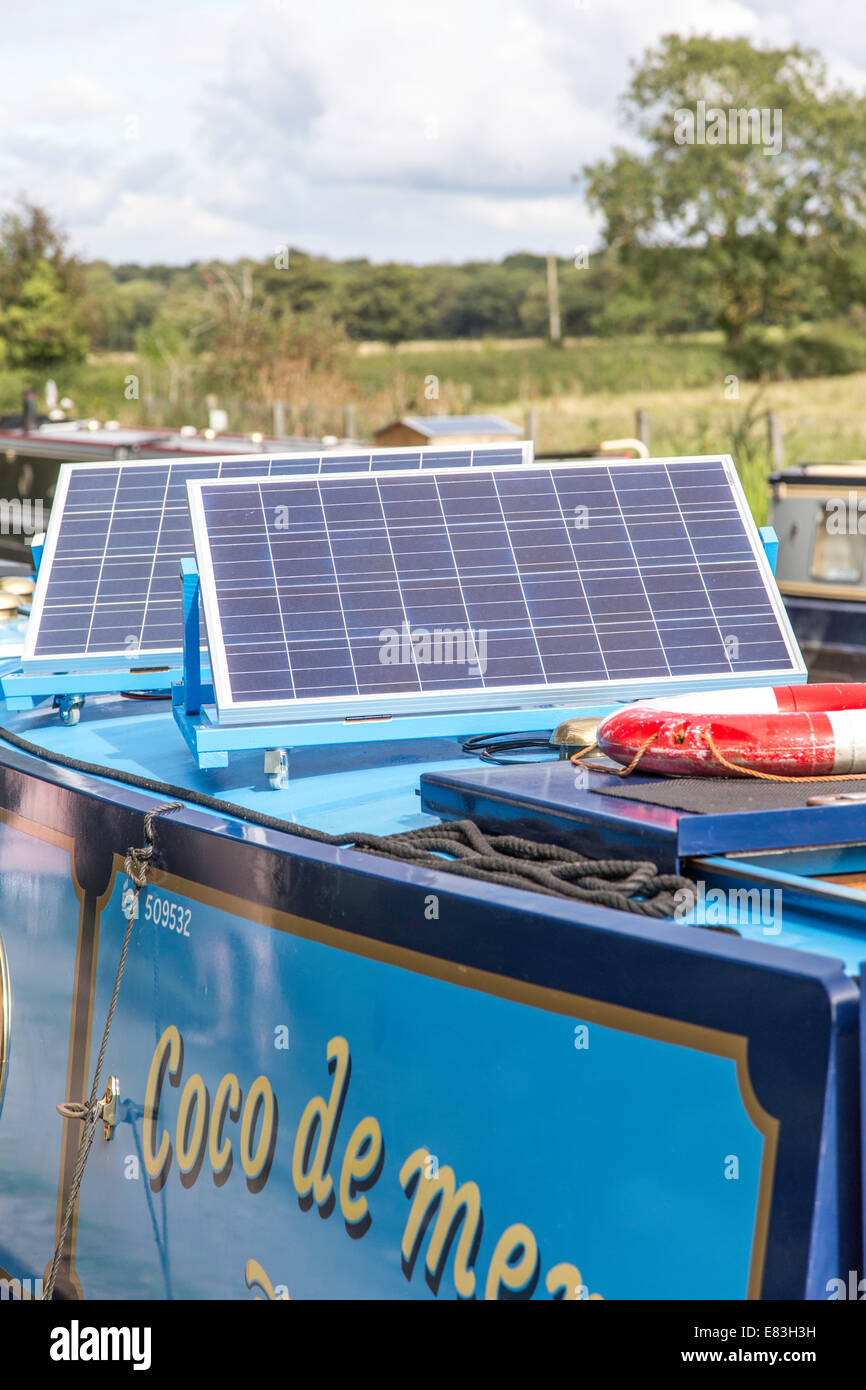 Solar panels on the roof of a narrowboat, England, UK Stock Photo - Alamy