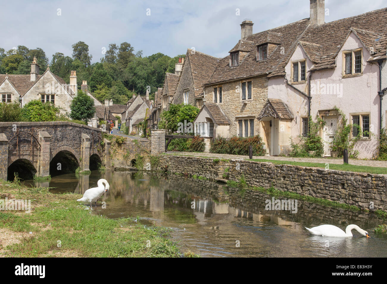 The South Cotswold Village of Castle Combe and the River Bybrook ...