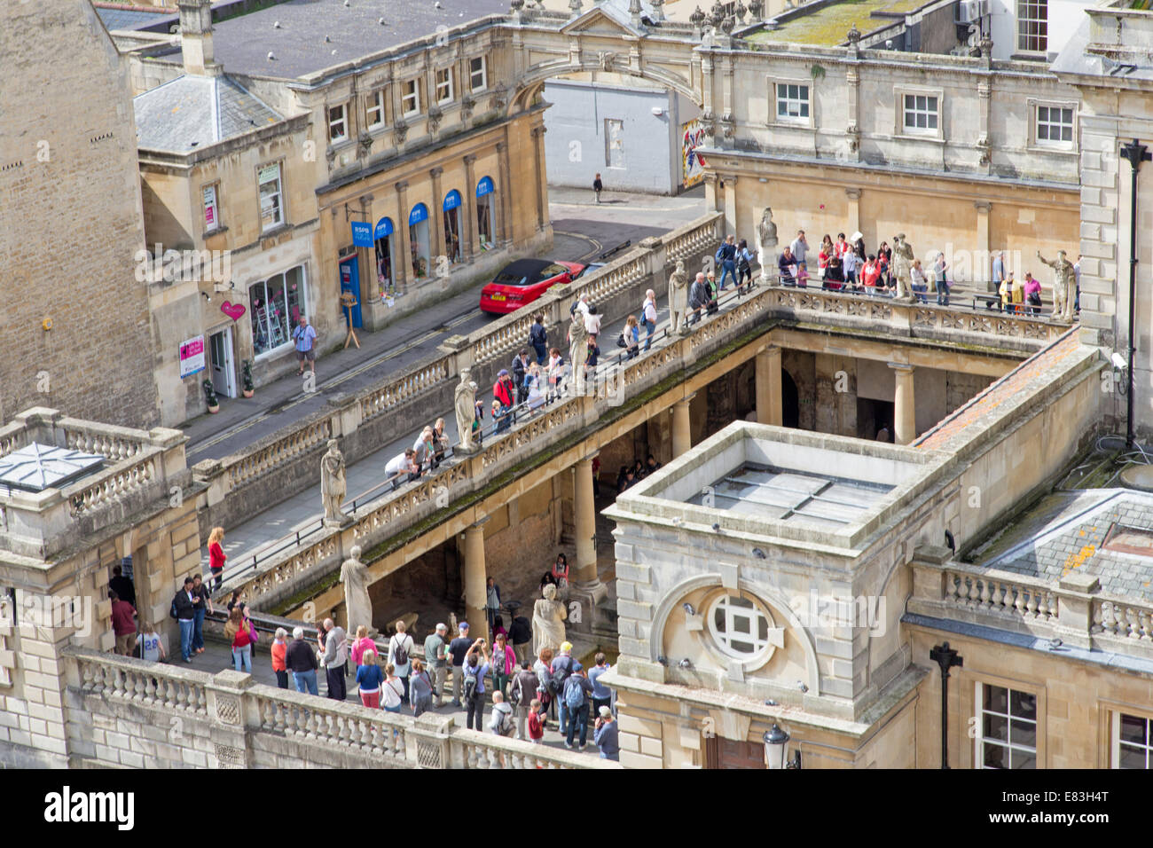 Tourists visiting the Roman Baths in the city of Bath, Somerset ...
