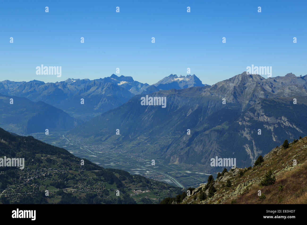 A landscape photograph looking down into a valley in the distance in ...
