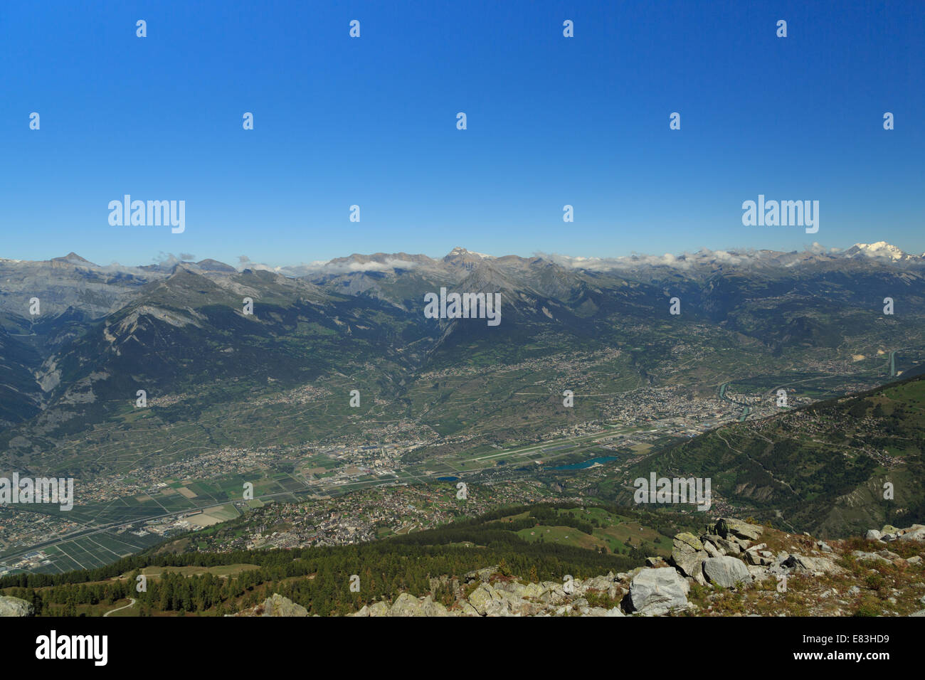 A landscape photograph looking down into a valley in the distance in ...