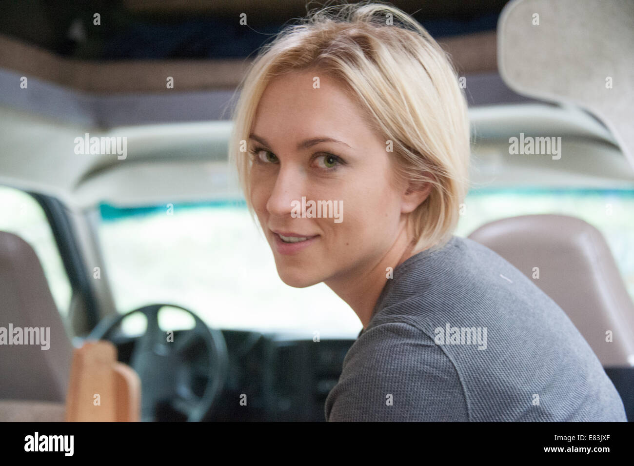 Portrait of woman in RV Stock Photo - Alamy
