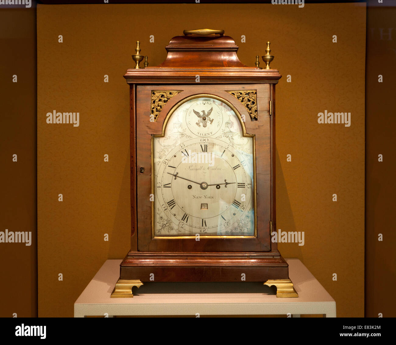Antique mahogany bracket clock, circa late 18th century - USA Stock ...