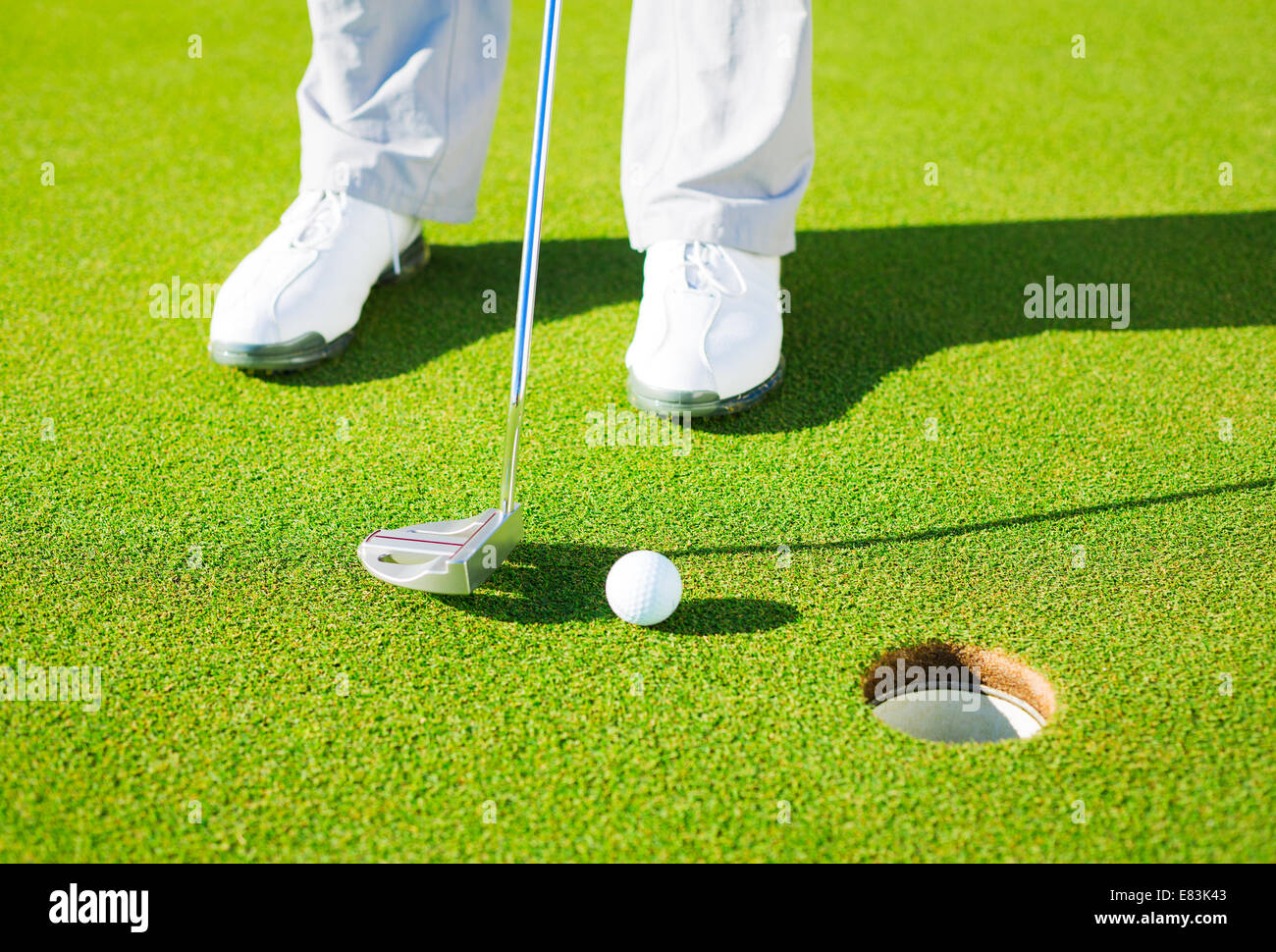 Man Putting Golf Ball into the Hole, Close up detail Shot Stock Photo ...