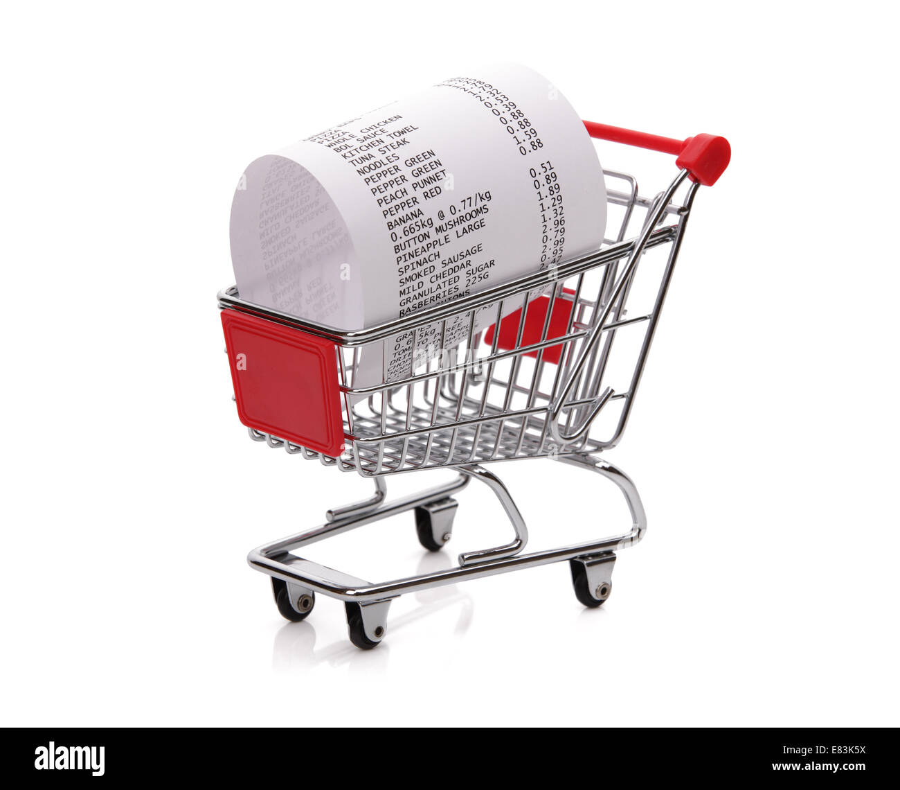 Grocery basket receipt Cut Out Stock Images & Pictures - Alamy