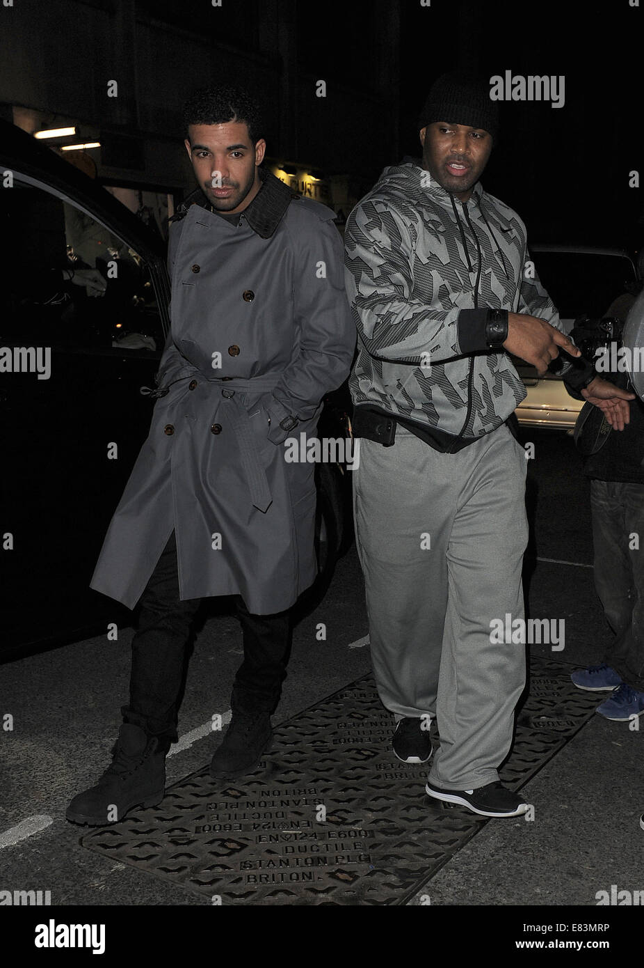 Rihanna and new boyfriend Drake, arrive at private members club Tramps ...