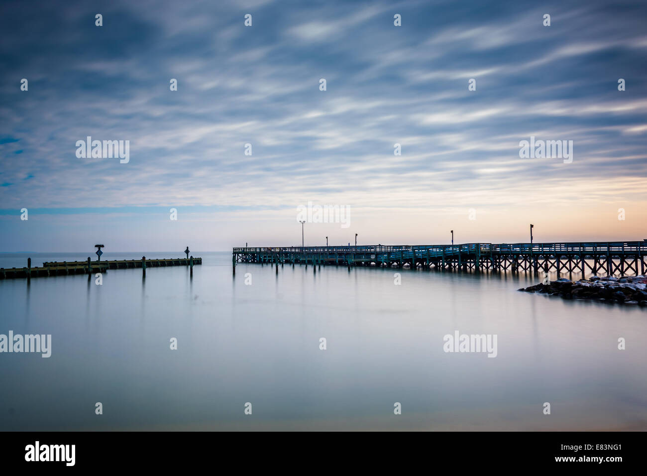 Long exposure of a pier in the Chesapeake Bay, in North Beach, Maryland ...