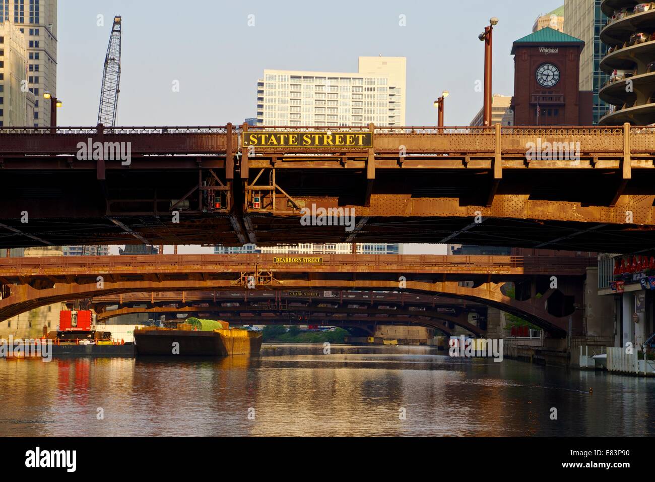 Chicago River drawbridges Stock Photo - Alamy