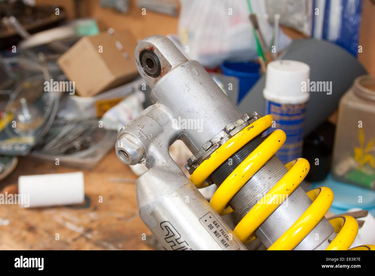 Motorcycle Maintenance - shock upper mount Stock Photo - Alamy