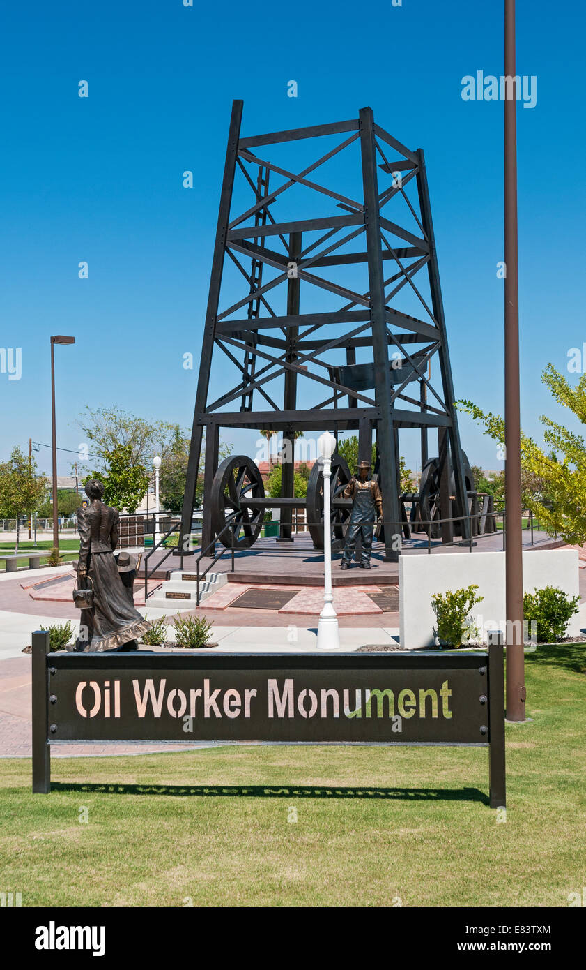 California, Kern County, Taft, Oil Worker Monument by local sculptor ...
