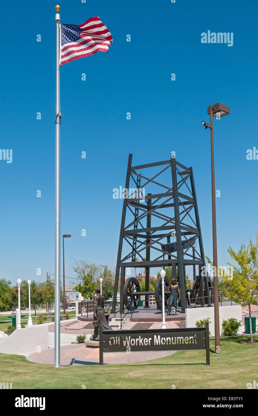 California, Kern County, Taft, Oil Worker Monument by local sculptor ...