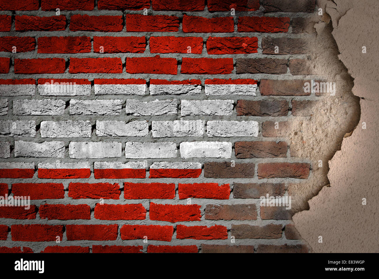 Dark brick wall texture with plaster - flag painted on wall - Austria ...