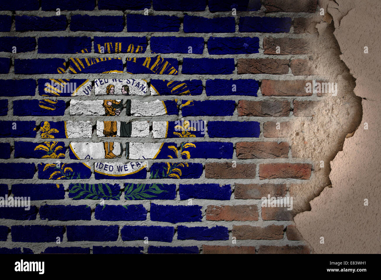 Dark brick wall texture with plaster - flag painted on wall - Kentucky ...