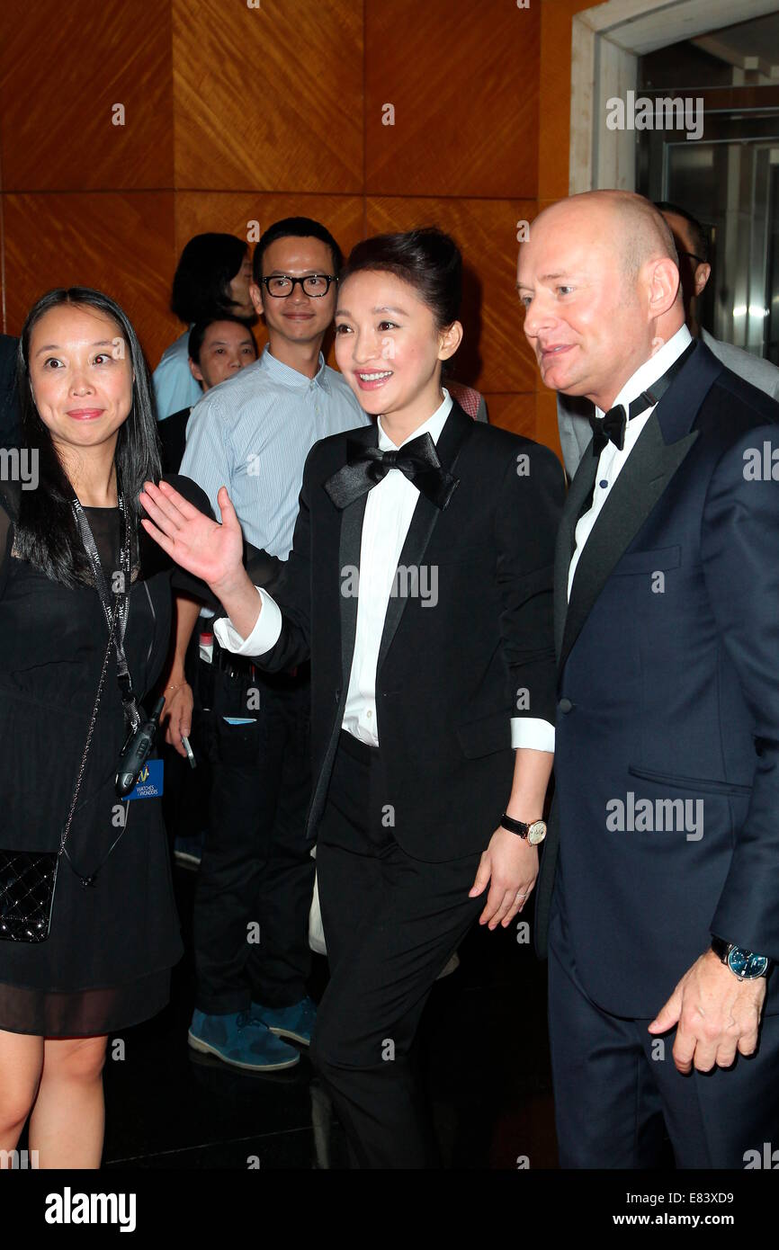 Xun Zhou attends a brand watch promotion activity at Wanchai in ...