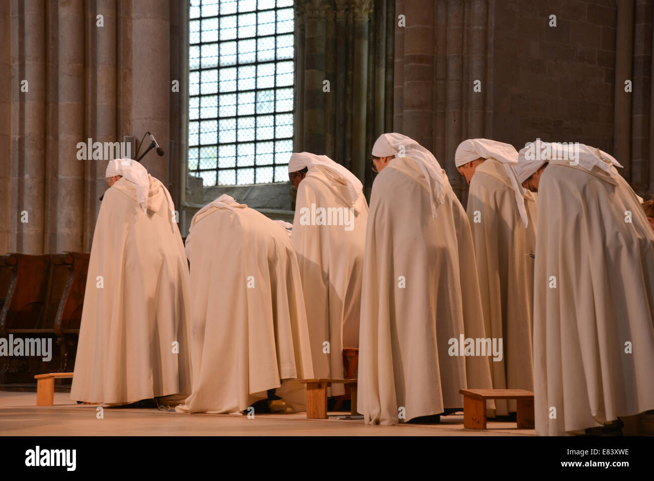 praying nuns in the maria magdalena cathedral in vezelay, france Stock ...
