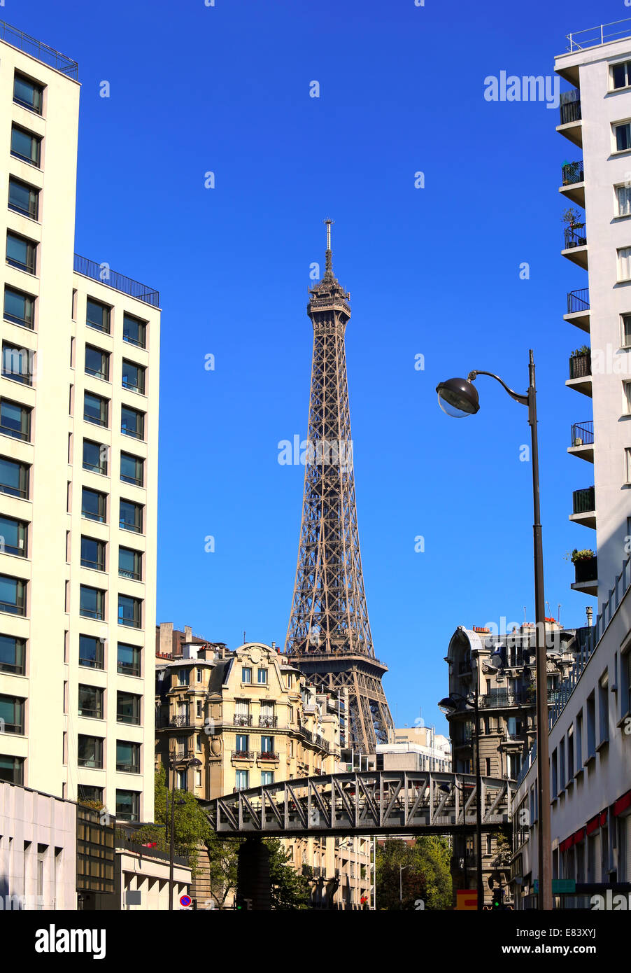 View on Eiffel Tower and urban street in Paris, France Stock Photo - Alamy