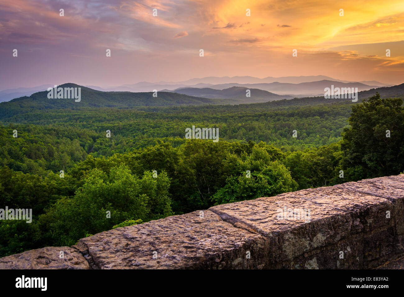 The Appalachian Mountains at sunset, seen from the Blue Ridge Parkway ...