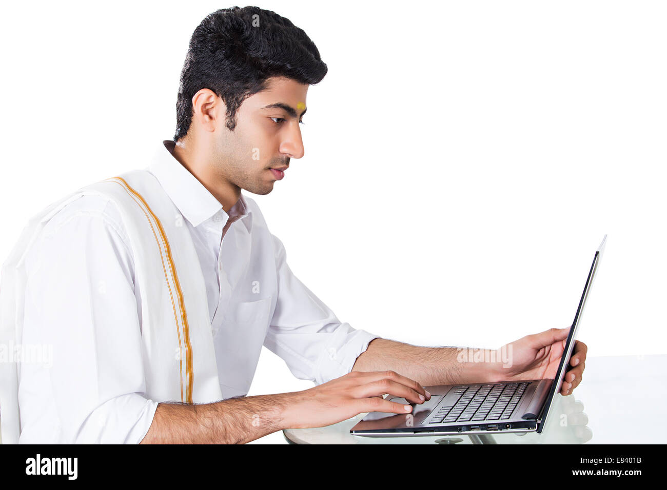 Closeup serious man working laptop hi-res stock photography and images ...