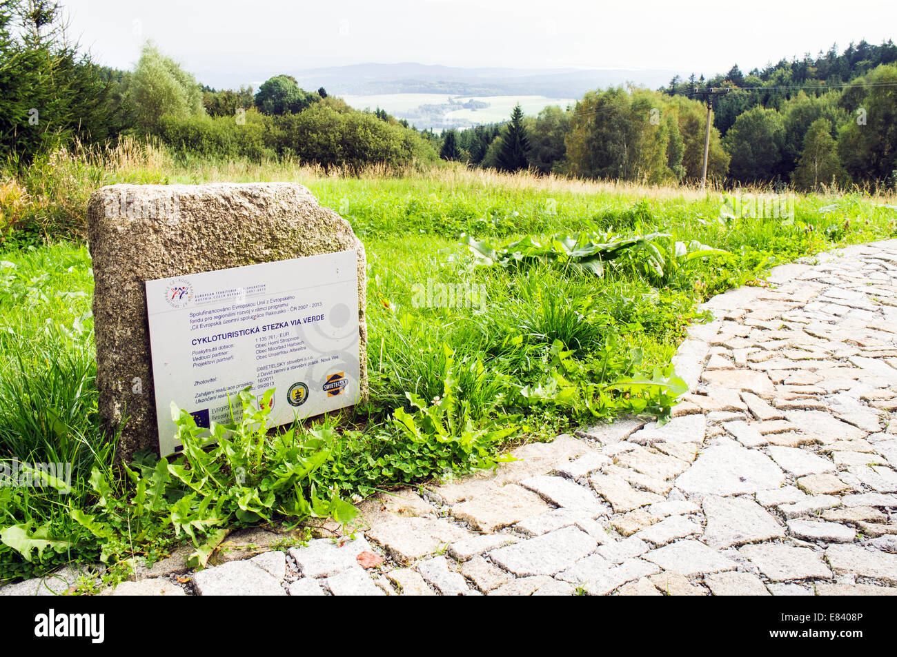 VIA VERDE, cycling trail, memorial plaque in Hojna Voda village ...