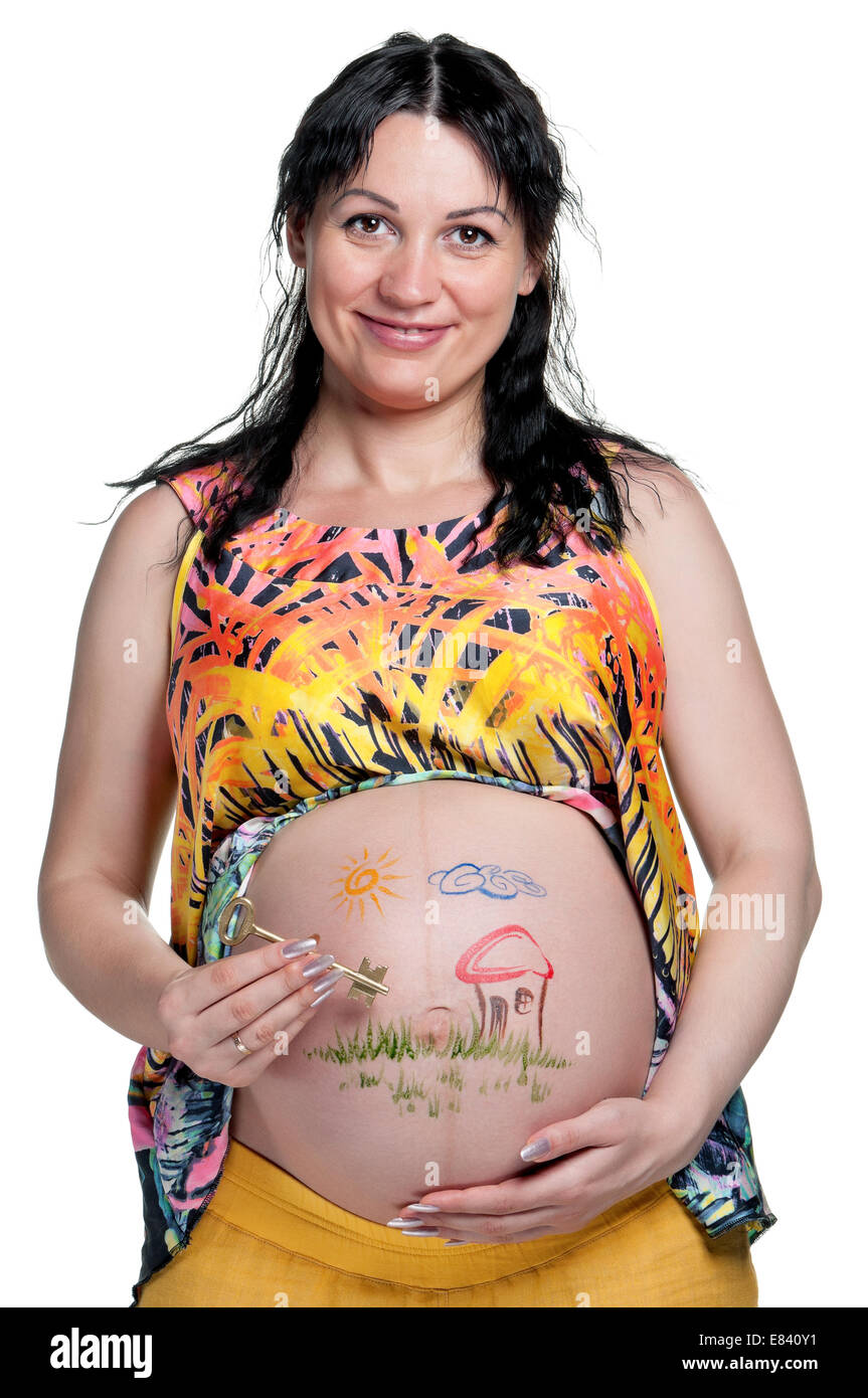 Tummy with drawing Stock Photo - Alamy