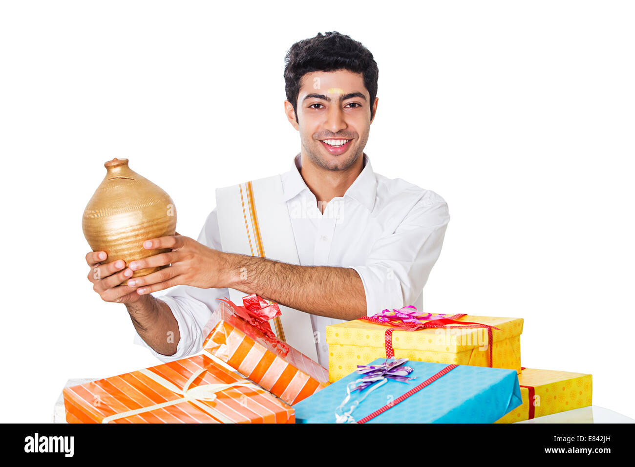 South Indian man saving money Stock Photo - Alamy